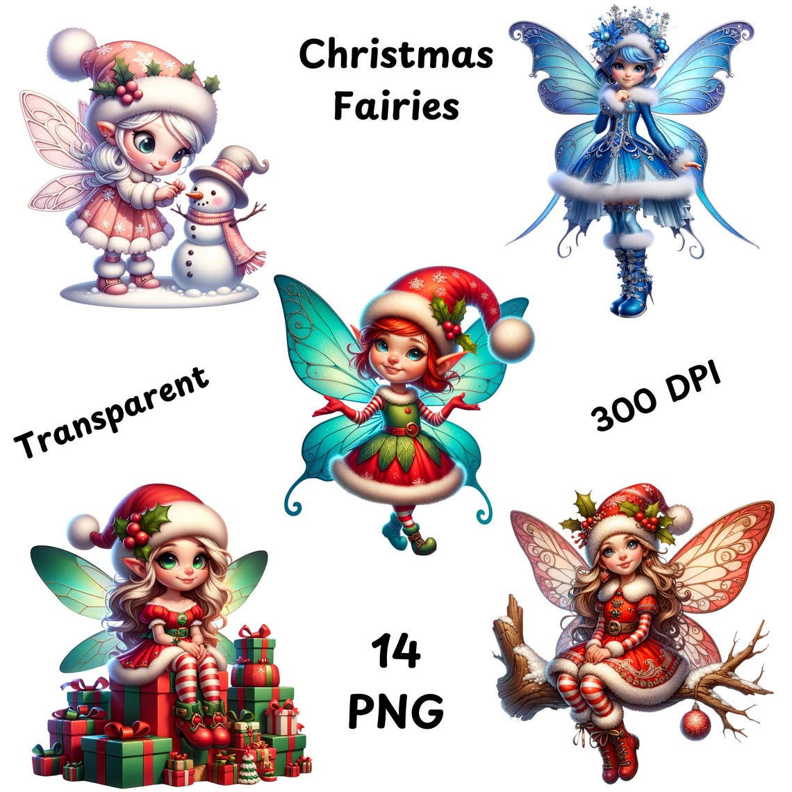 Christmas Fairy Clipart Bundle 30 Christmas Fairies Png Fairy Crafts ...
