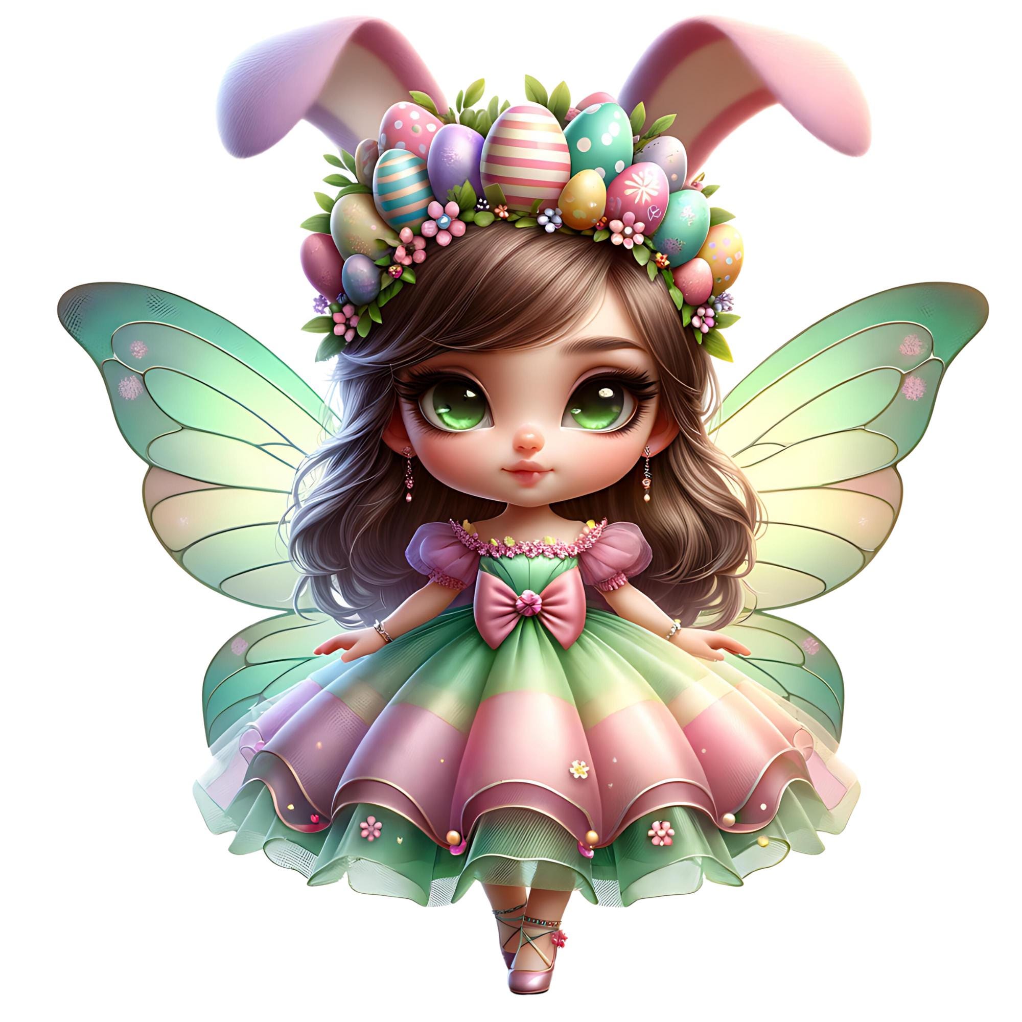 Easter Fairies Clip Art, 12 Watercolor Spring Fairies PNG, Junk ...