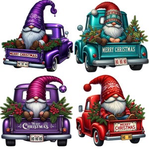 Christmas Truck Gnomes Clipart, 25 PNG Christmas Clipart, Christmas ...