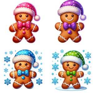 Gingerbread Man Clipart 12 PNG Festive Cookie Graphics, Holiday ...