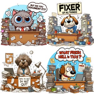 Funny Office Clipart PNG Bundle, 24 Office Humor Cartoons, Sarcastic Co ...