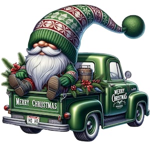 Christmas Truck Gnomes Clipart, 12 PNG Christmas Clipart, Christmas ...