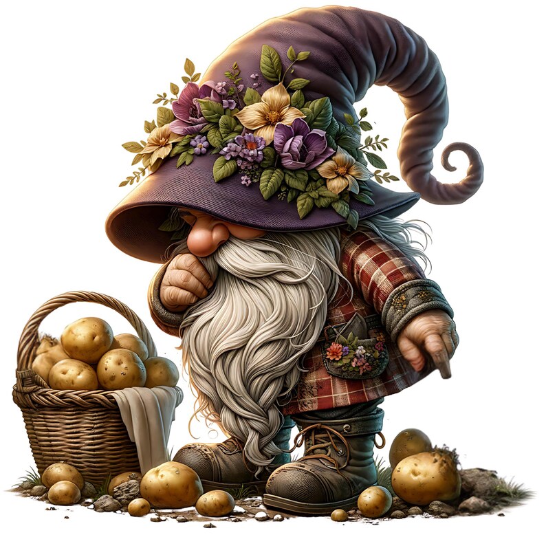 Garden Gnomes Clipart Bundle 12 PNG Watercolor Spring Garden Clipart ...