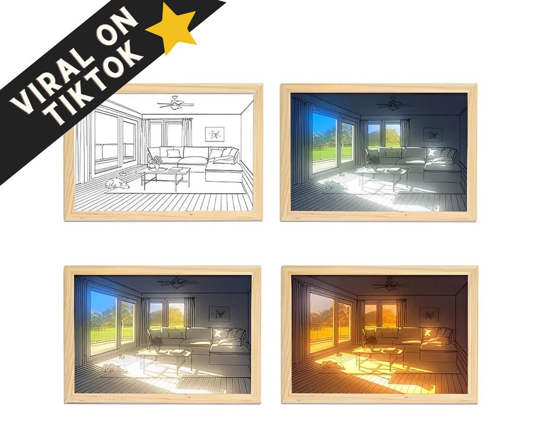 Handcrafted Wooden LED Painting Art: sunlight Painting light and Shadow ...