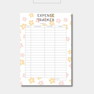Flower Printable Spending Tracker, Expense Tracker, Monthly Transaction ...