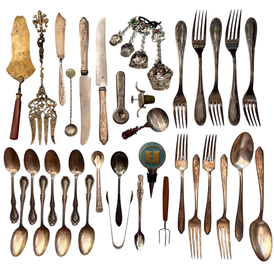 Silverware Silver Plate Vintage / Antique Flatware Mixed Dining Lot 36 ...