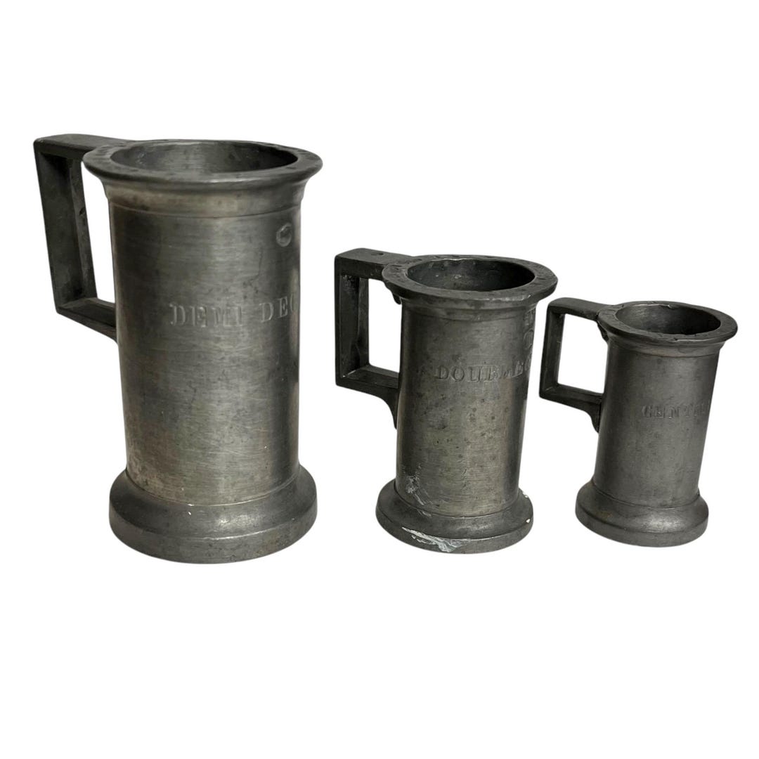 Graduated Set 3 French Pewter Tankard Mugs Circa 1800s Paris France ...