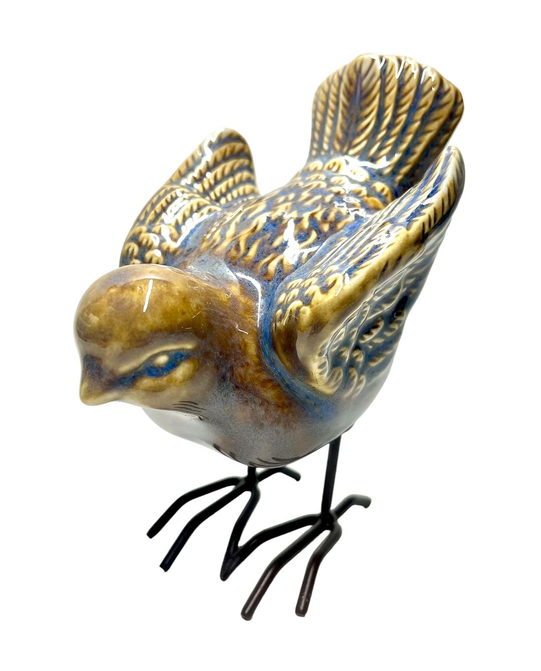Vintage Ceramic / Porcelain Blue Bird Figurine Decor Glossy Finish ...