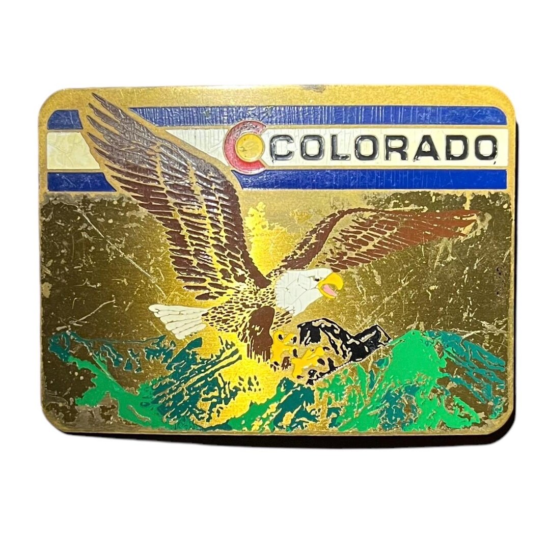 Vintage Large Solid Bronze / Brass Belt Buckle Colorado Belt Buckle ...