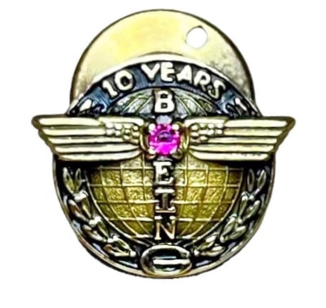 Vintage Boeing 10 Year Service Pin 1/10 10K Gold Filled 1 Red Ruby ...