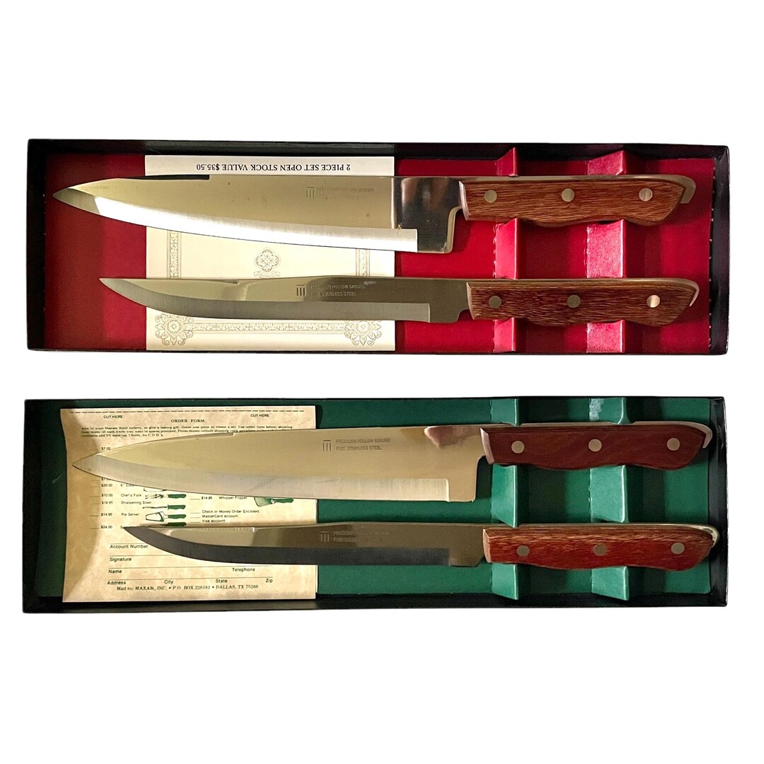 Vintage Maxam Stainless Knife Set 14 Chef and 9 Carving Made in Japan ...