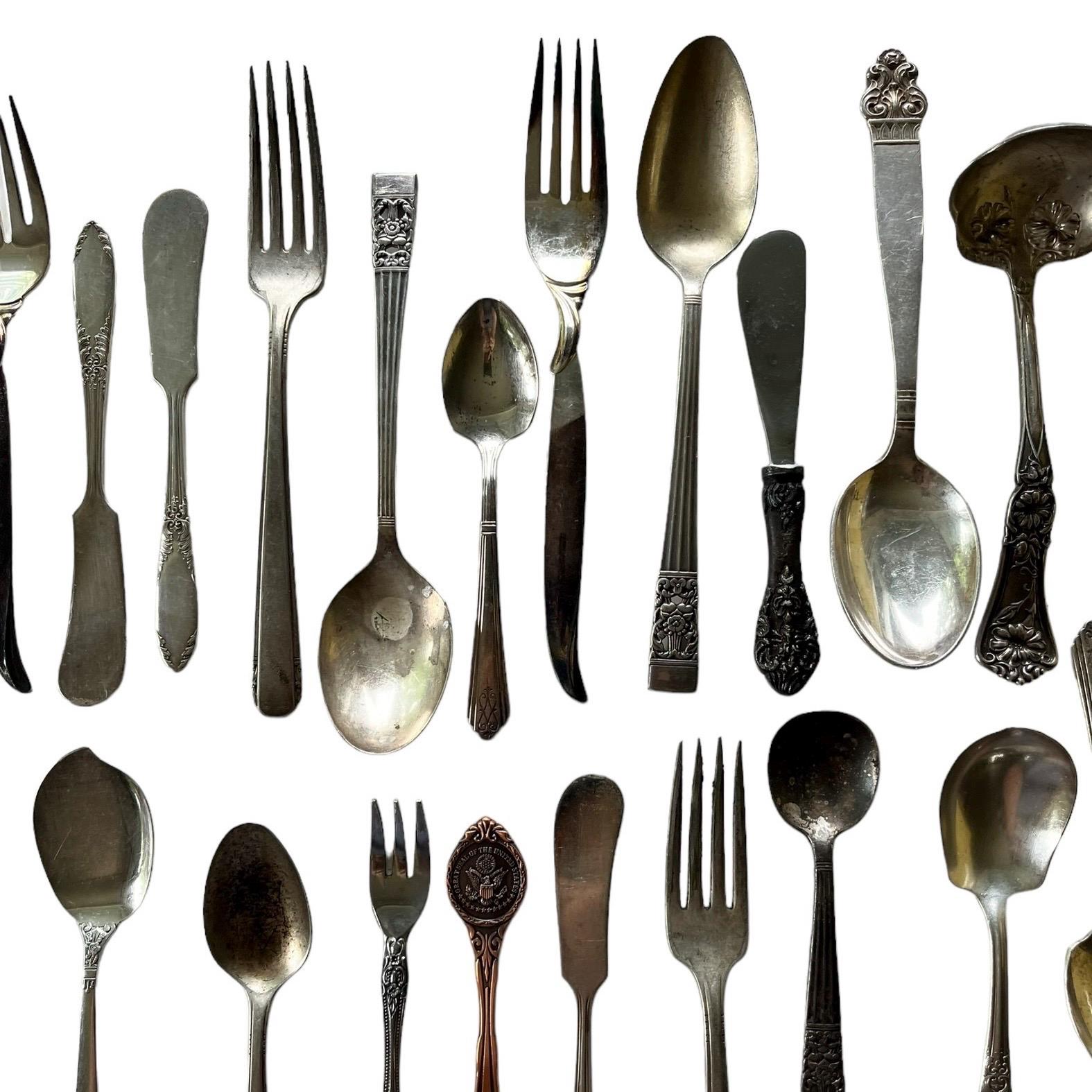 Vintage Silver Plate Silverware Flatware Lot of 50 Utensils Antique ...