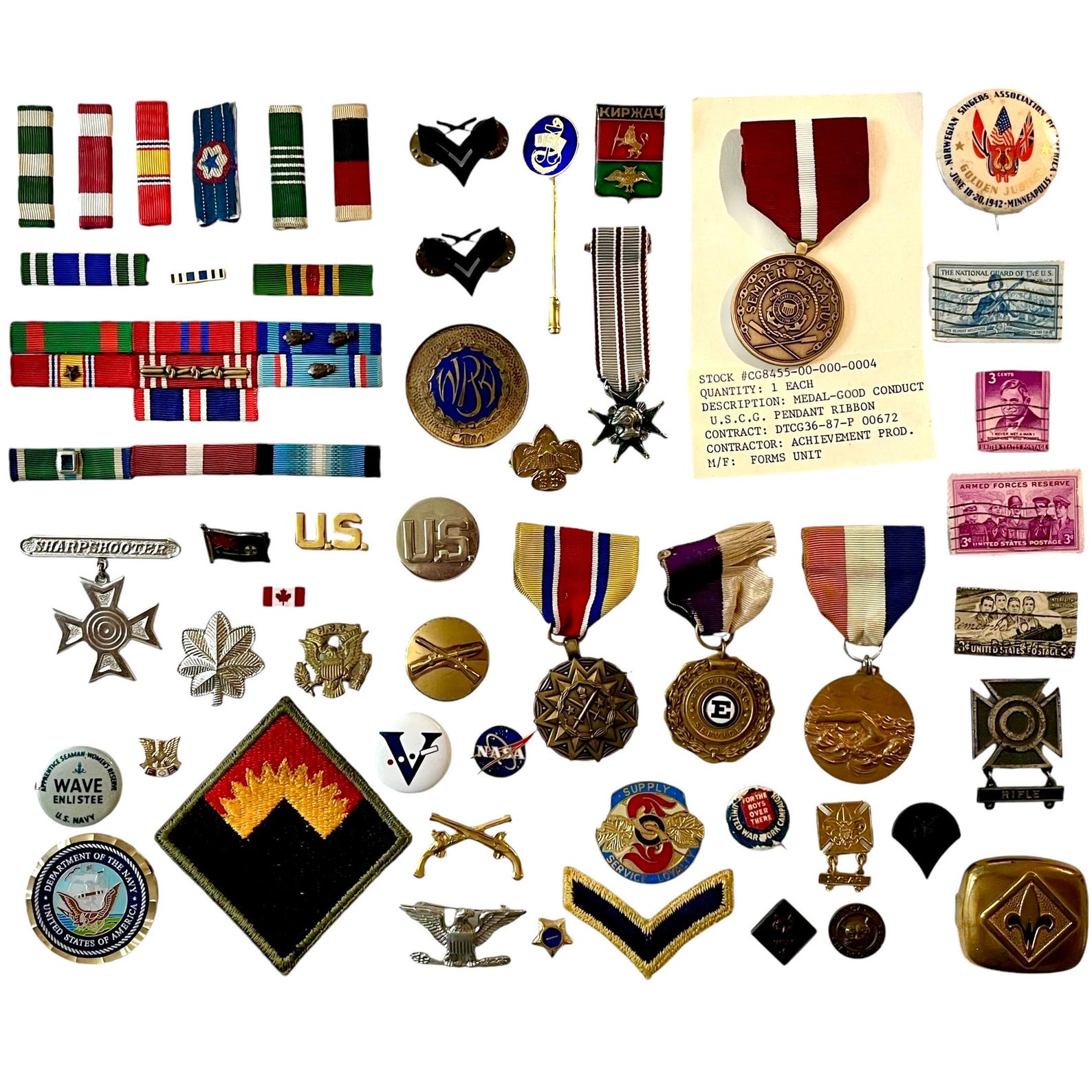 Army Pins, Badges Honors Awards Crest Solder WWII, Vietnam Military ...