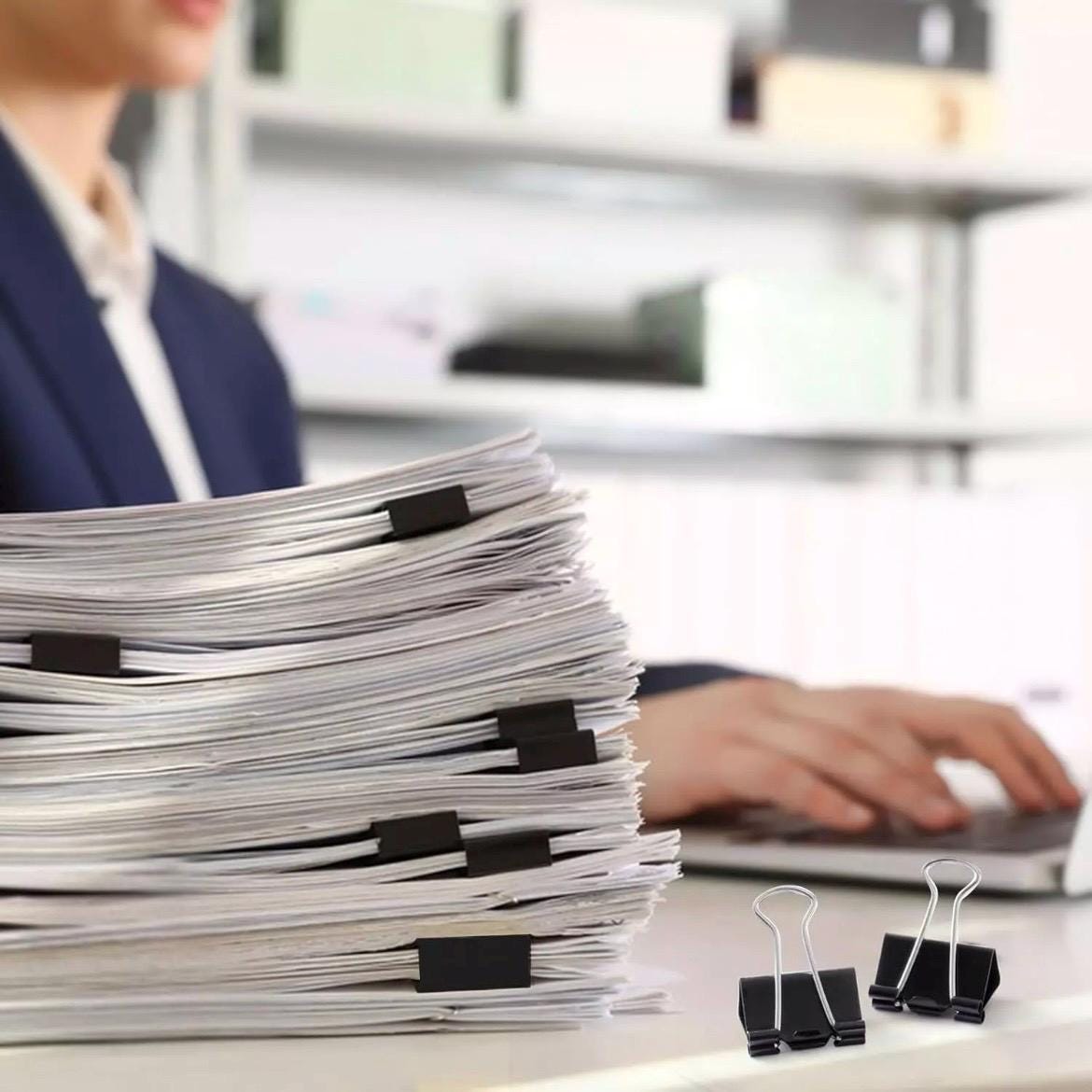 40 Pack 2 Inch Extra Large Black Binder Clips Big Paper Clamps Office ...