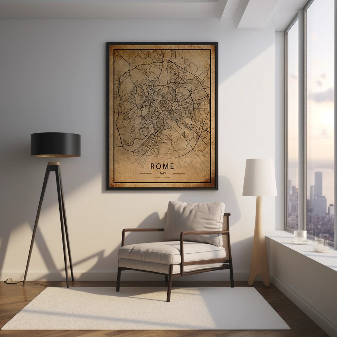 Rome, Pirate Map, City of Rome Map, Rome Minimalist Map, Rome Print ...