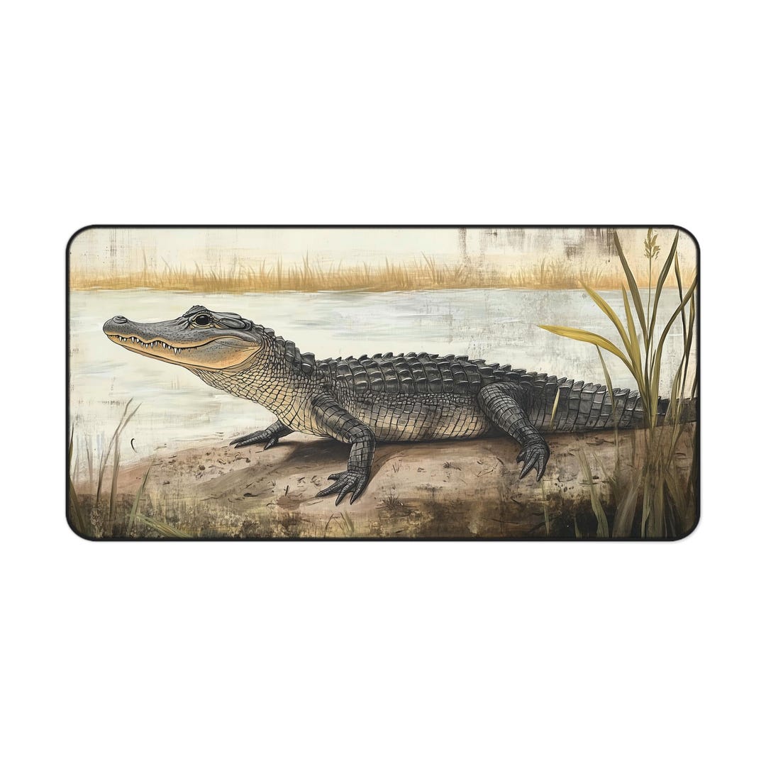 Alligator Shore Desk Mat, Wildlife Office Decor - Etsy