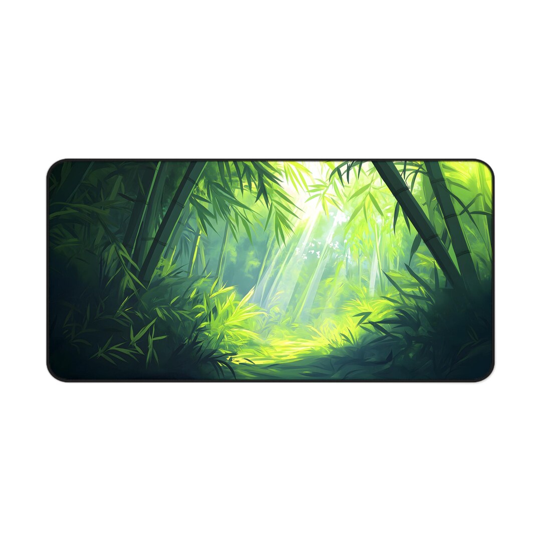 Lush Bamboo Forest Desk Mat, Serene Office Decor, Green Nature-inspired ...