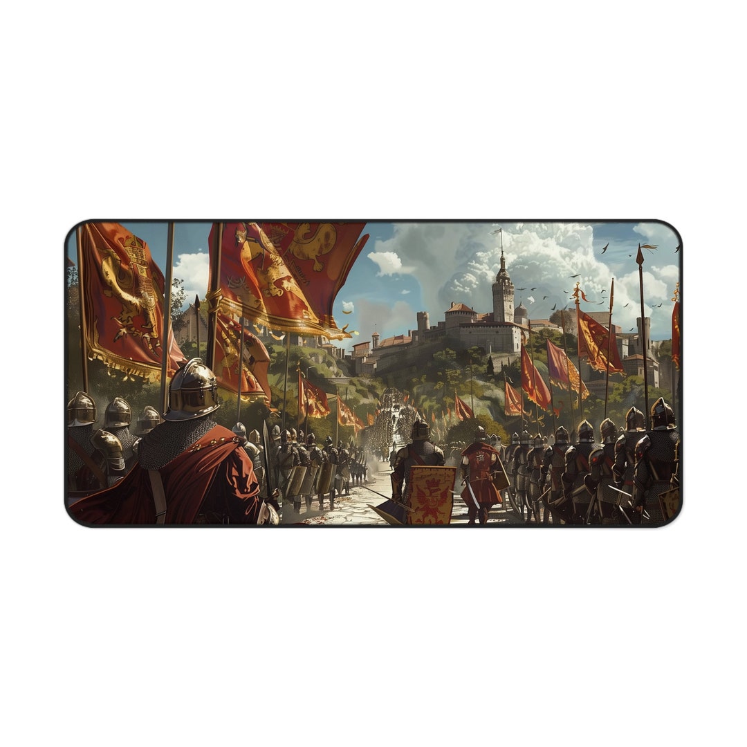 Medieval Army Desk Mat, Full Print Neoprene, Lion Flag Design, Anti ...