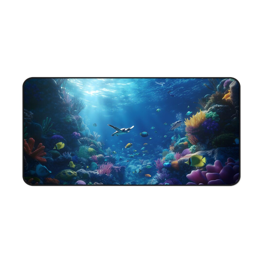 Underwater Coral Reef Desk Mat, Full Print Neoprene, Anti-slip ...