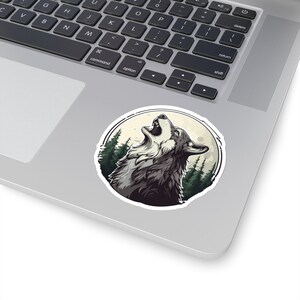 Moonlit Howl, Wolf and Moon Sticker, Forest Backdrop - Etsy