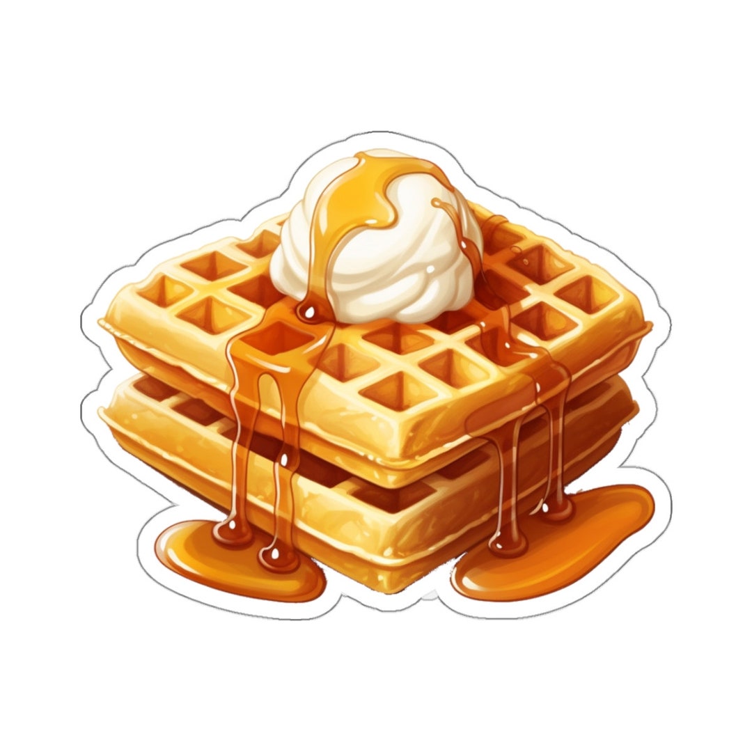 Waffle Sticker With Butter and Syrup, Foodie Gift, Vinyl Decal - Etsy