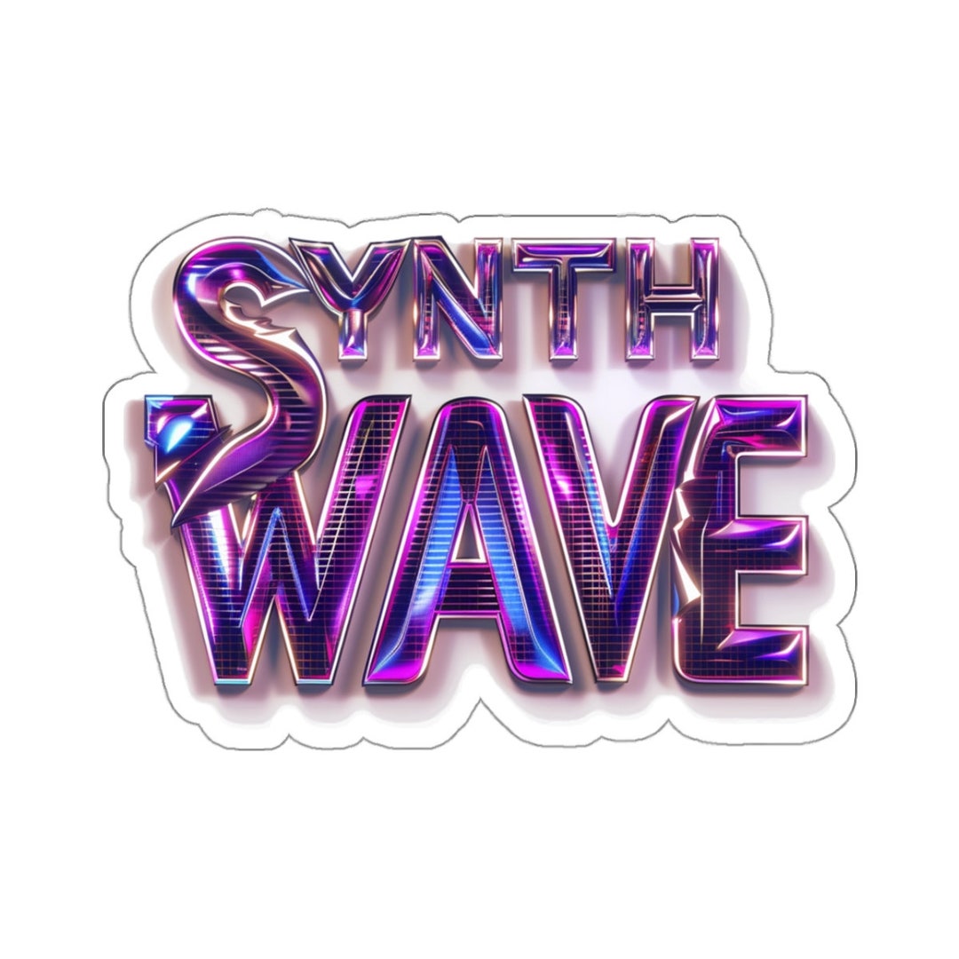 Retro Vibes, Synthwave Sticker, Bold Chrome-effect Letters, Neon Glow ...