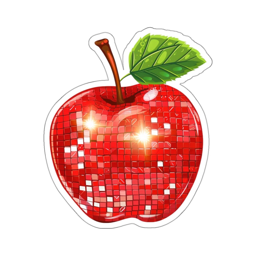 Shiny Disco Apple, Vinyl Sticker, Cool Retro Vibe, Music Lover Decor - Etsy