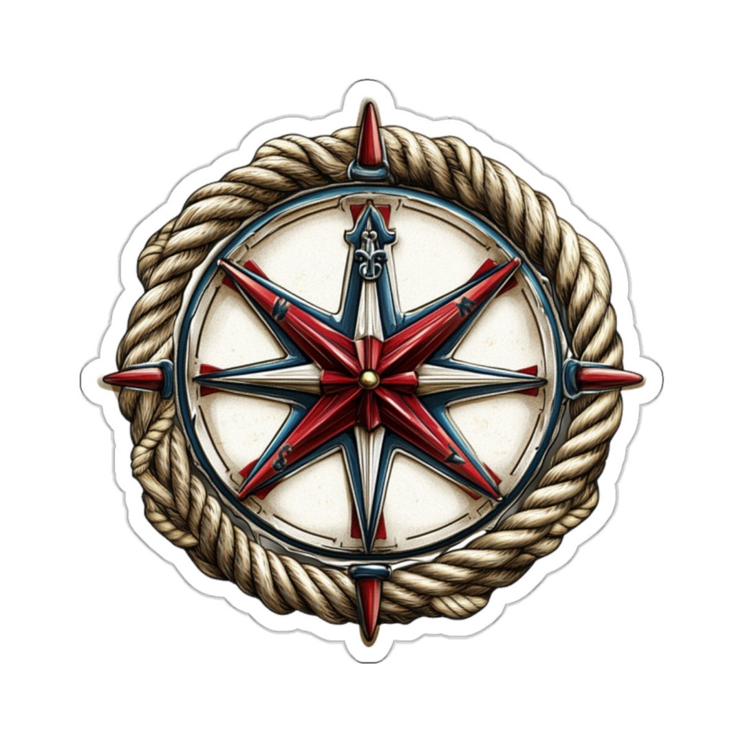 Chart Your Course, Nautical Compass Rose Sticker, Sailor-inspired Decor ...
