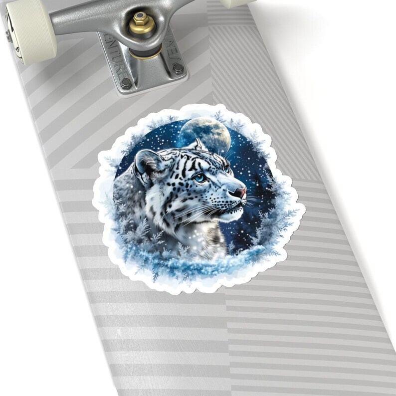 Majestic Snow Leopard Sticker, Moonlit Winter Scene, Animal Art - Etsy
