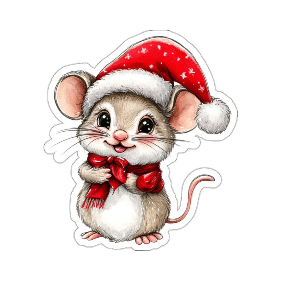 Santa Mouse Sticker, Cute Christmas Decor, Perfect Stocking Stuffer - Etsy