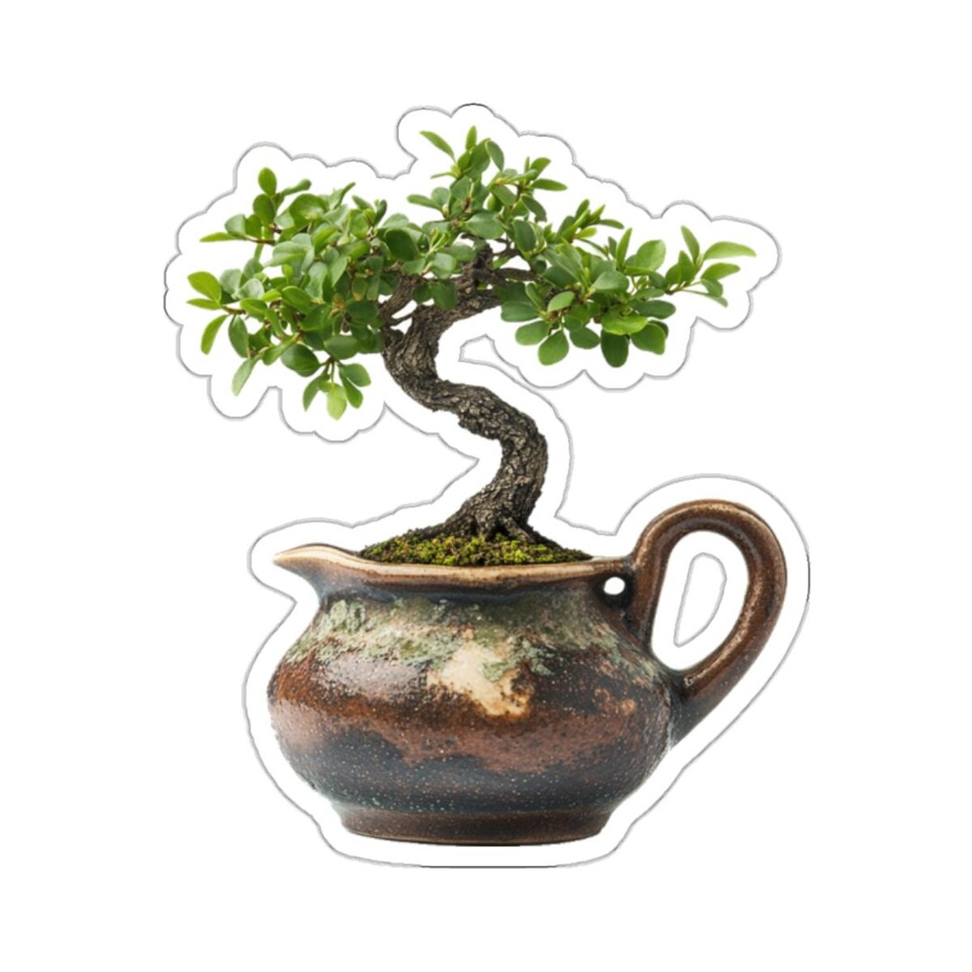 Zen Garden on Your Desk, Bonsai in Teapot Sticker, Perfect for Indoor ...