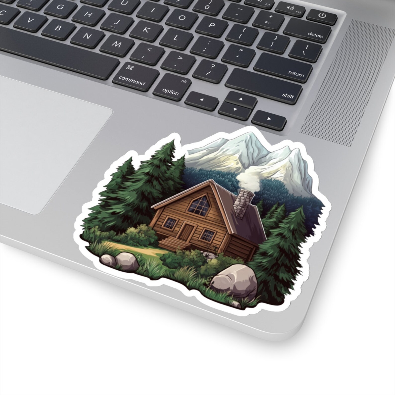 Mountain Log Cabin Sticker: Wilderness Adventure Art - Etsy
