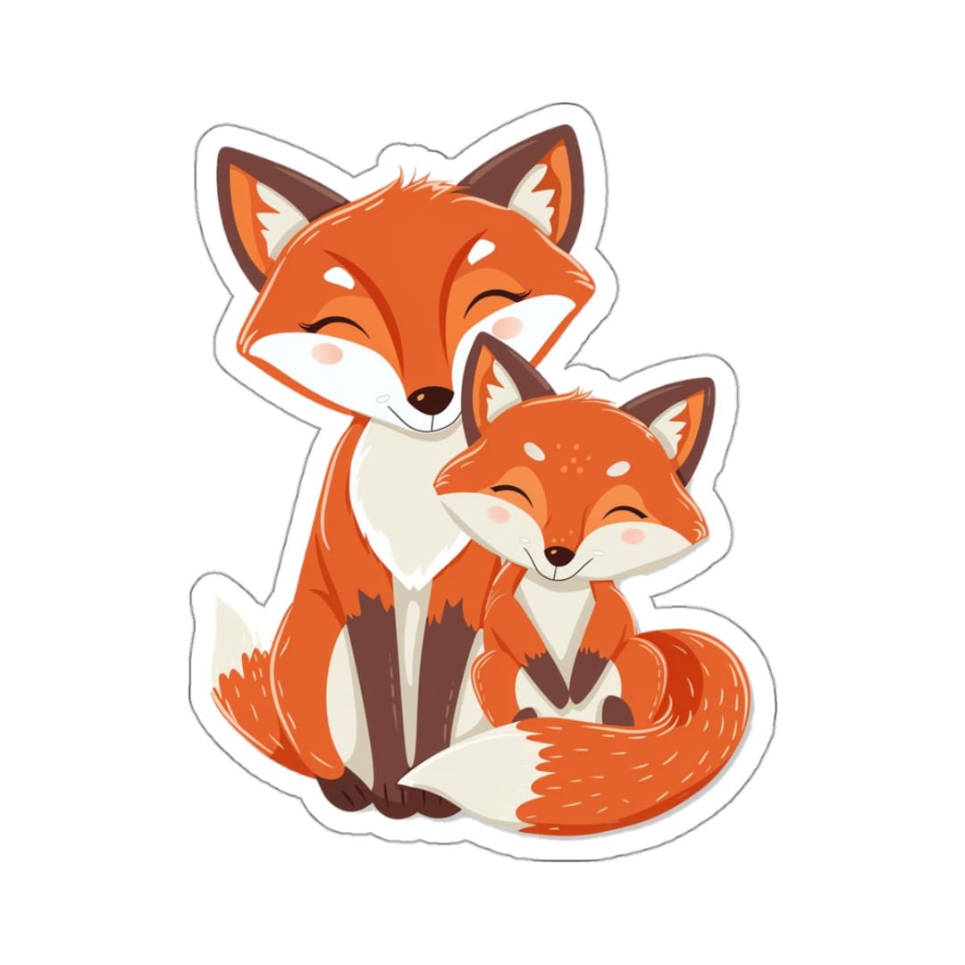 Fox Family Bliss, Cute Mother Fox and Kit Sticker, Perfect for Nature ...