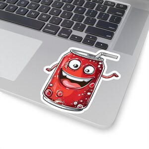 Cheerful Soda Can Sticker, Cute Vinyl Decal for Laptops and Water ...