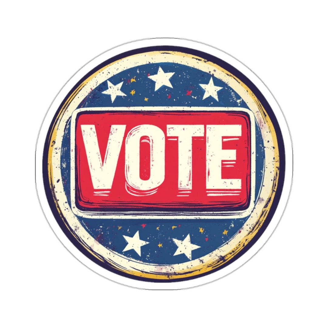 Vote, Election 2024 Sticker, Patriotic Red, White & Blue With Stars ...