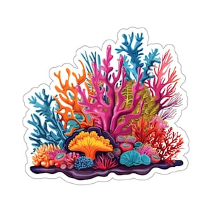 Underwater Oasis, Vibrant Coral Reef & Sea Plants Sticker, Marine Life ...