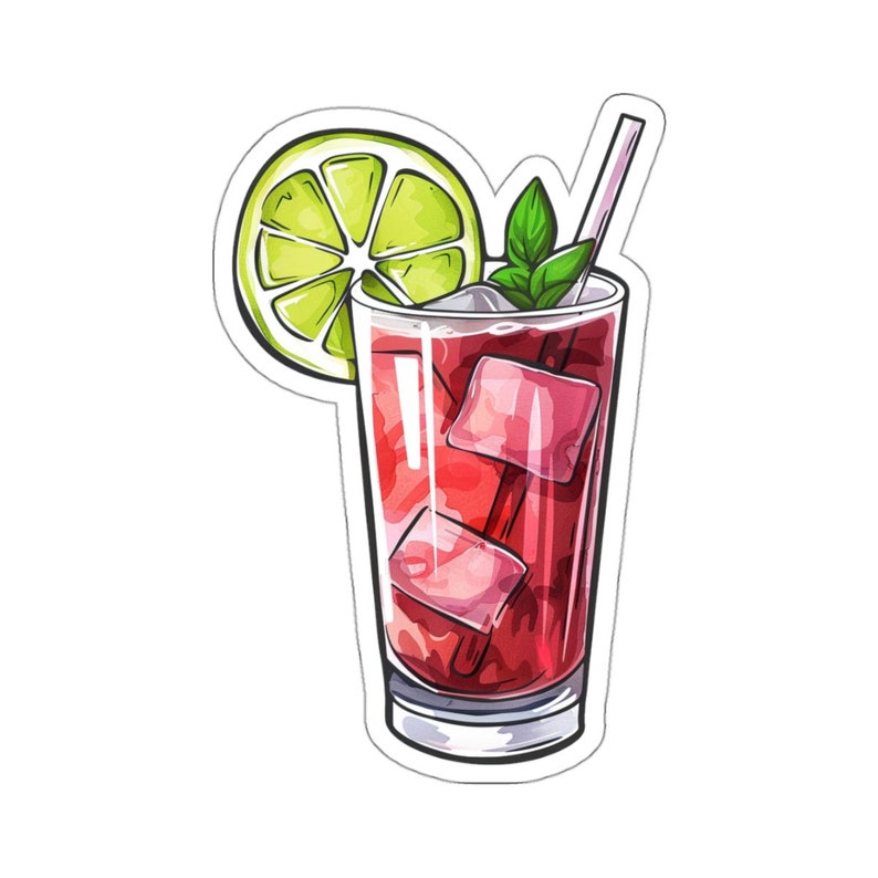 Red Cocktail Sticker: Glossy Vinyl Bar Decor - Etsy