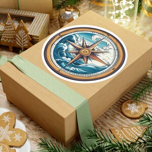 Compass & Ocean Waves Sticker: Golden Nautical Vinyl Decal - Etsy