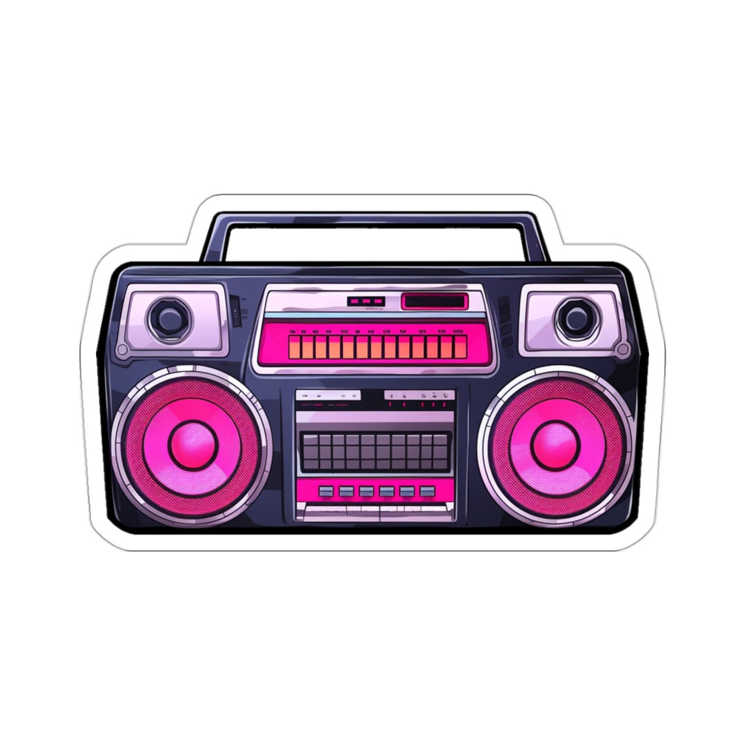 Synthwave Boombox Sticker: Retro 80s Neon Vinyl Decal - Etsy