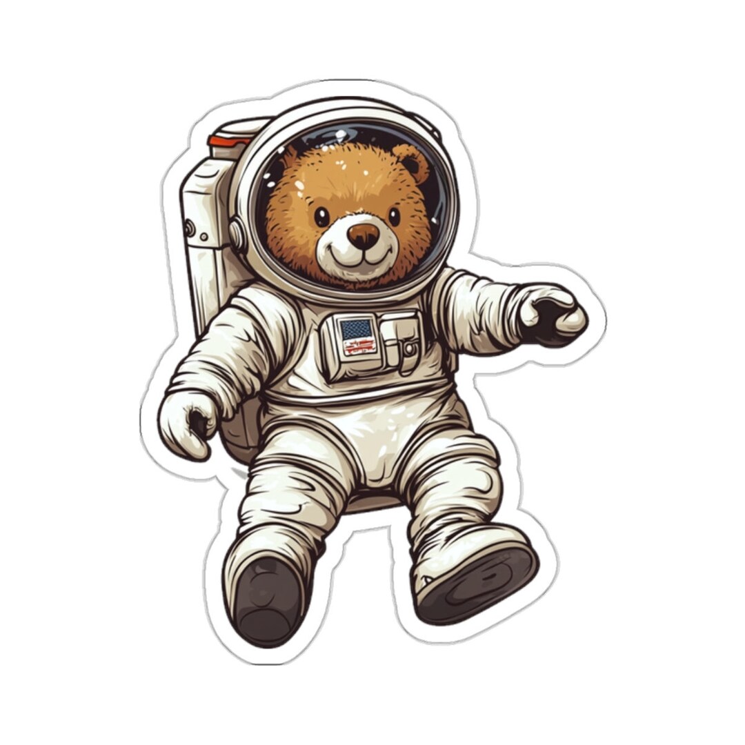 Space Explorer Teddy, Astronaut Gear Bear Sticker, Perfect for Sci-fi ...