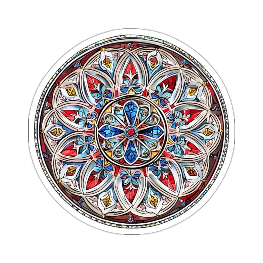 Gothic Cathedral Rose Window Sticker, Intricate Stained Glass Design ...