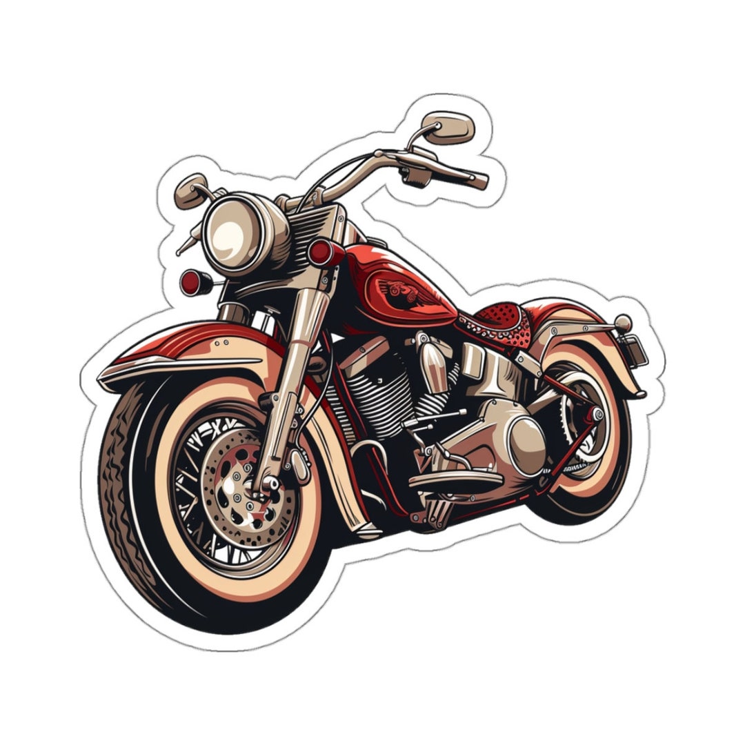 Retro Ride, Vintage-style Motorcycle Sticker, Bold Lines & Flat Colors ...