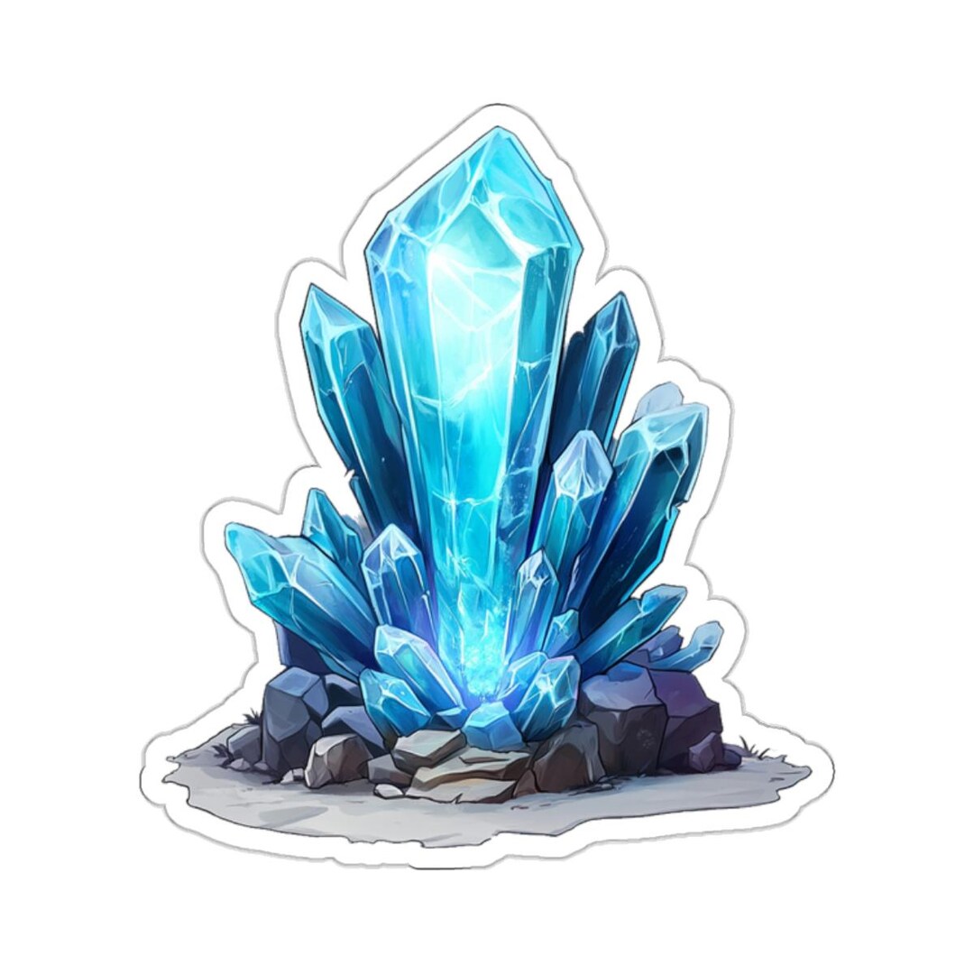 Crystal Magic Awakens, Blue Glowing Crystal Cluster Sticker, Perfect ...