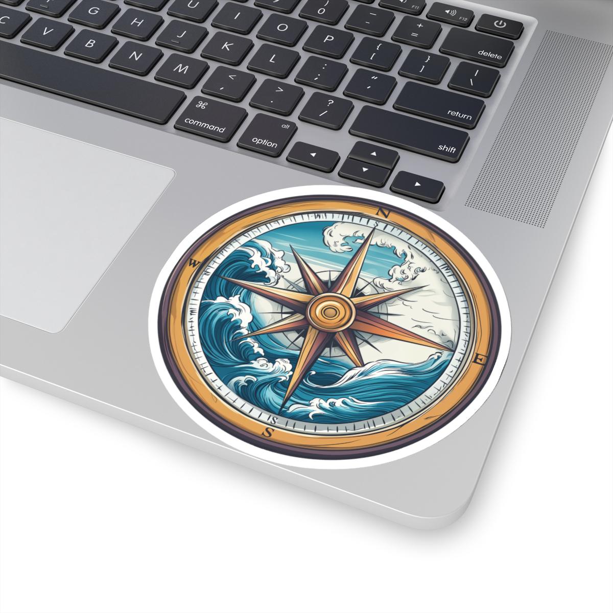 Compass & Ocean Waves Sticker: Golden Nautical Vinyl Decal - Etsy