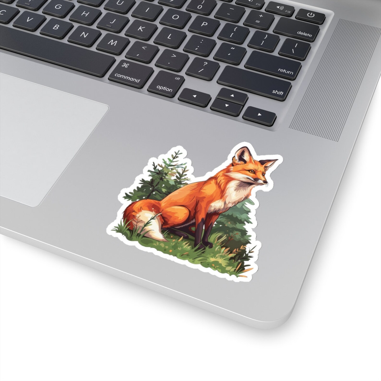 Chill Fox in the Forest Sticker, Vibrant Vector Illustration, Full Body ...