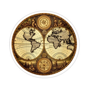 Vintage-style Voyager | Old World Map Sticker | Classic Explorer Decor ...