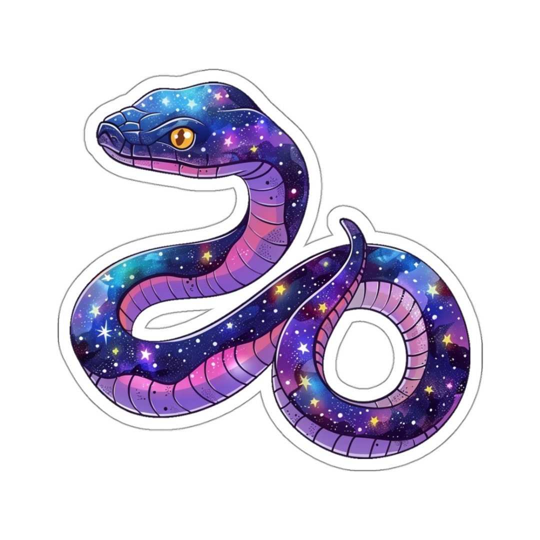 Cosmic Serpent Sticker, Snake Made of Stars, Purple and Pink Night Sky ...