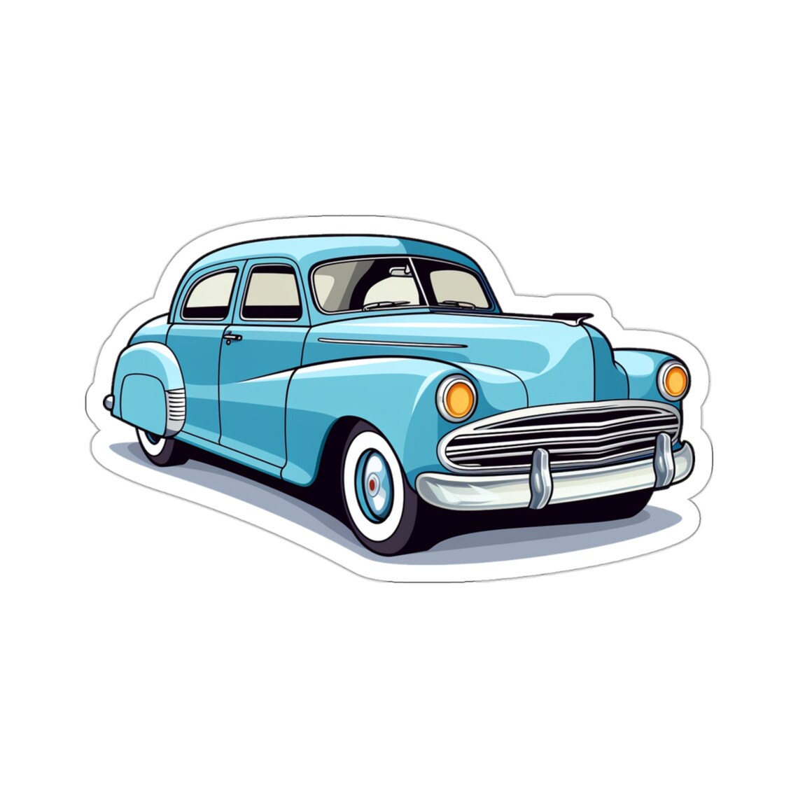 Vintage Wheels Retro Car Sticker Robin's-egg Blue - Etsy