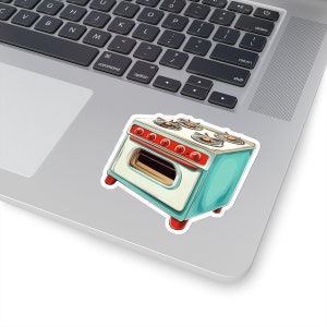 Retro Oven Sticker, Vintage-style Kitchen Decor, Turquoise and Red - Etsy