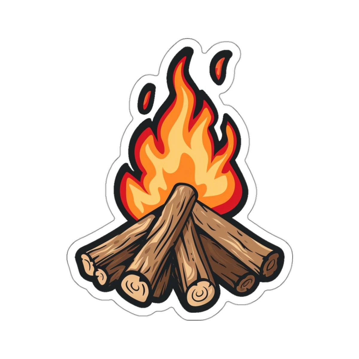 Campfire Blaze, Vinyl Sticker, Perfect for Outdoor Lovers & Camping ...